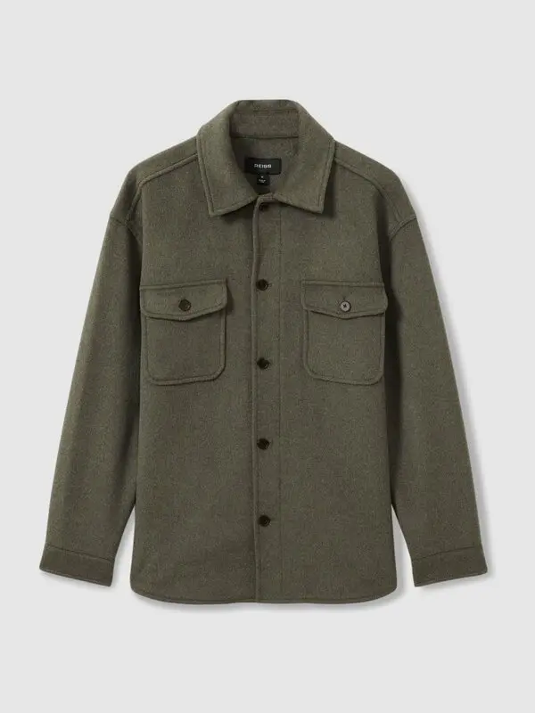 REISS Liam Wool-blend Melton Overshirt