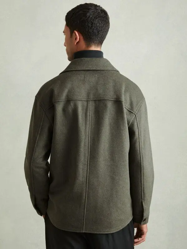 REISS Liam Wool-blend Melton Overshirt