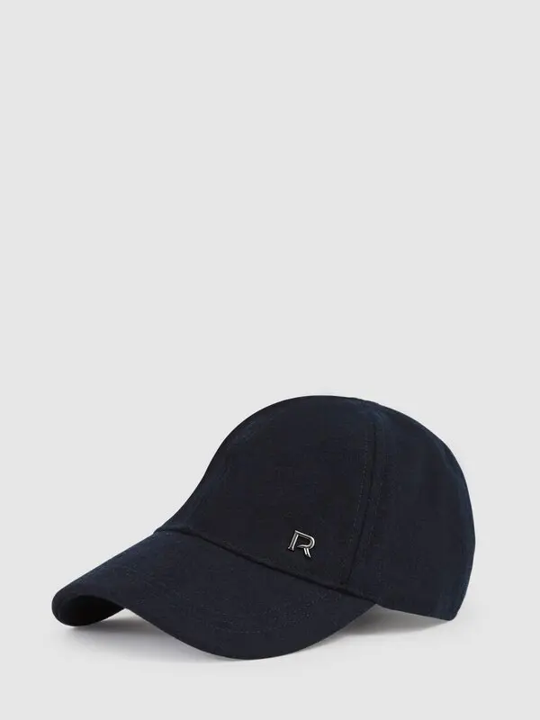 REISS Logan Brushed Felt Cap - Navy/black Oxy