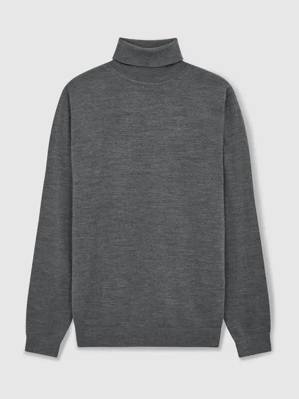 REISS Slim-fit Merino Wool Roll Neck Jumper - Grey