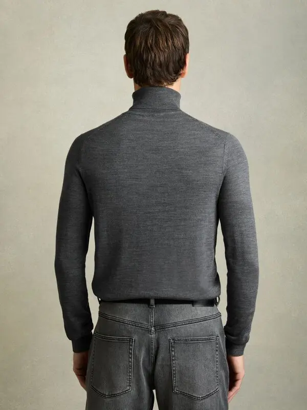 REISS Slim-fit Merino Wool Roll Neck Jumper - Grey