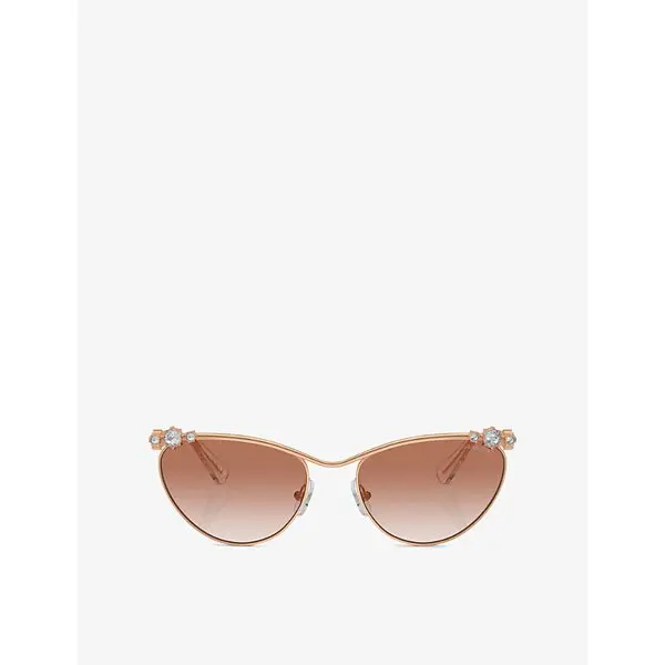 SWAROVSKI Oval-frame Metal Sunglasses - Gold