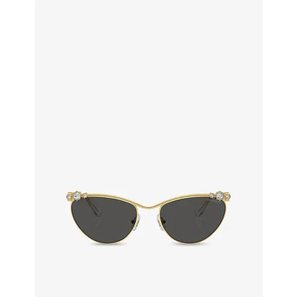 SWAROVSKI Sk7017 Oval-frame Sunglasses - Gold