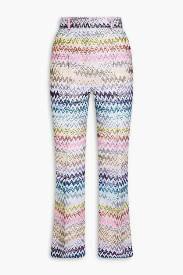 Missoni Metallic Crochet-knit Flared Pants - Light Gray