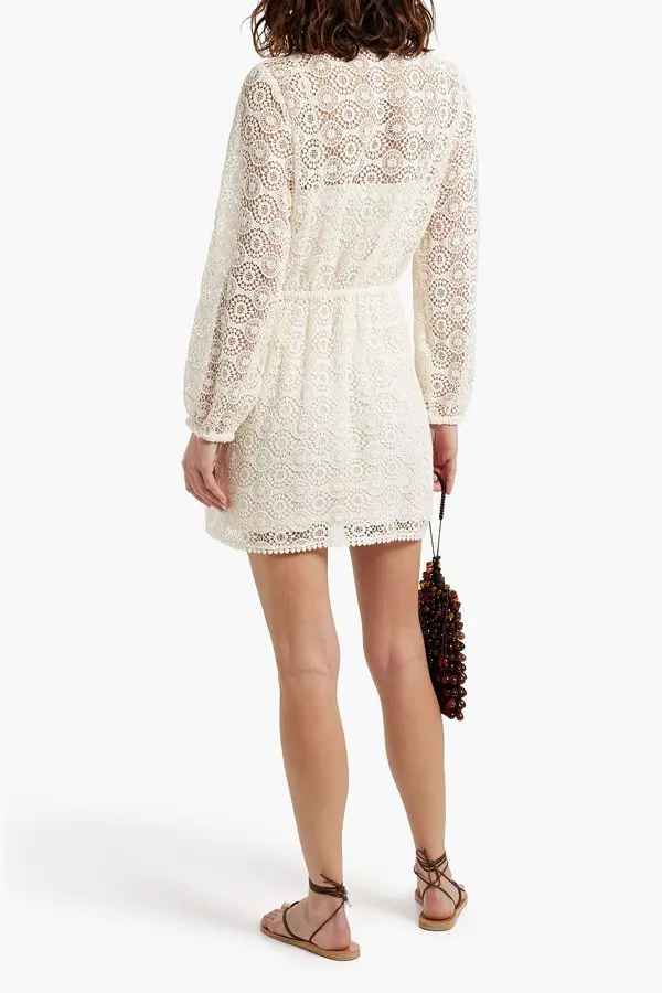 FRAME Tasseled Crocheted Cotton Mini Dress