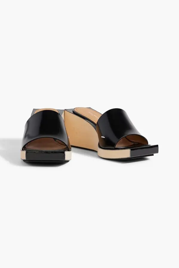 MAISON MARGIELA Mm22 Glossed-leather Wedge Mules