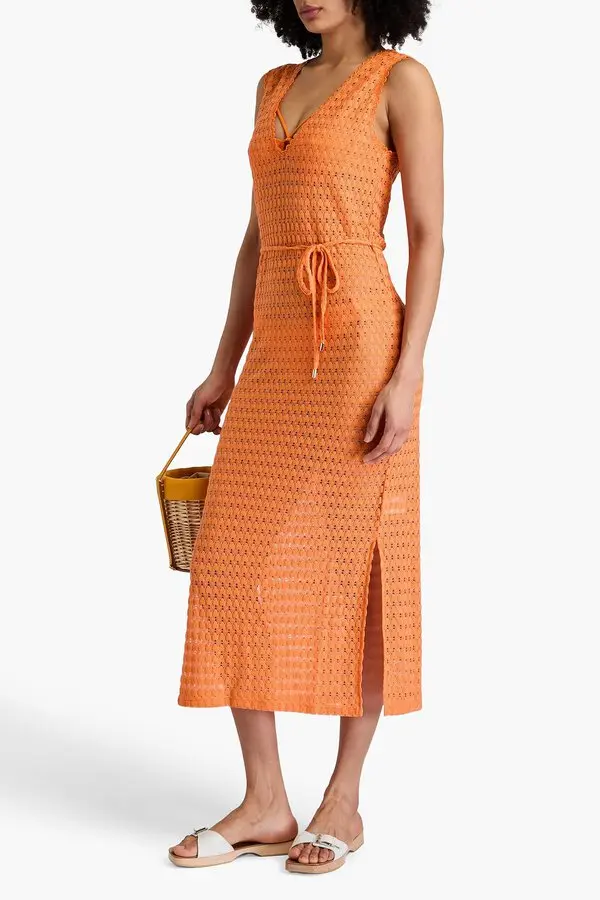 Melissa Odabash Anna Crocheted Midi Dress - Orange