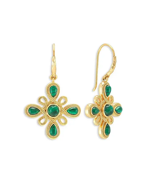 CAPUCINE DE WULF 18k Plated Mother Of Pearl Swirl Drop Earrings - Green/gold