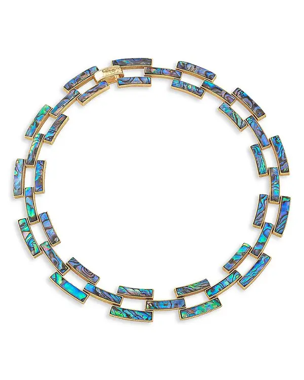 CAPUCINE DE WULF 18k Plated Pathway Link Collar Necklace - Abalone