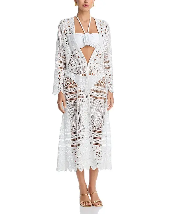 MILLY Tiered Lace Cover-up - White