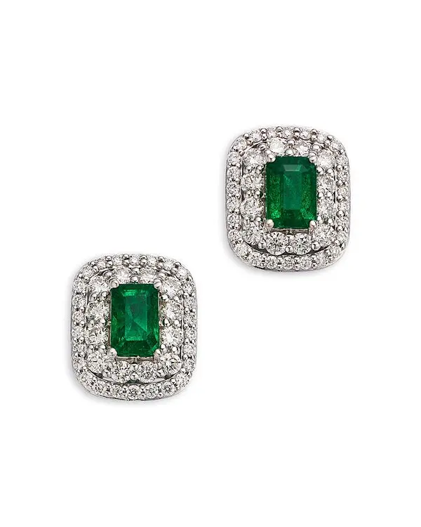 Bloomingdale'S Emerald & Diamond Stud Earrings - Green/white Gold