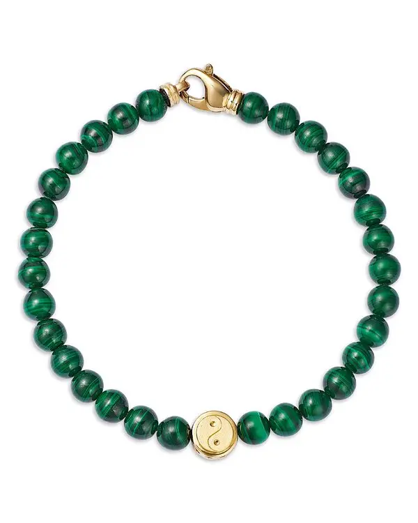 Bloomingdale'S Yin Yang Disc Malachite Bead Bracelet - Green