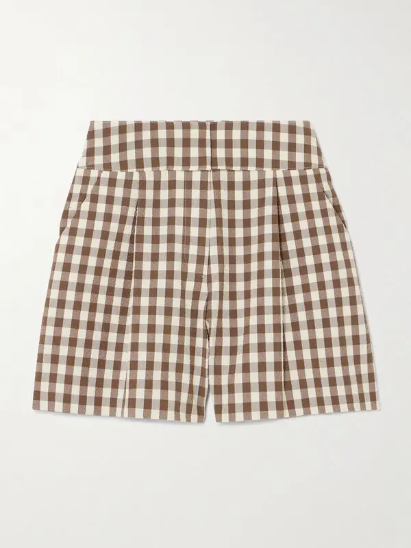 Veronica Beard Haina Gingham Cotton-blend Seersucker Shorts