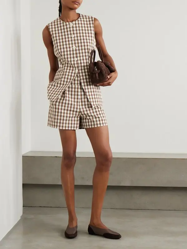 Veronica Beard Haina Gingham Cotton-blend Seersucker Shorts