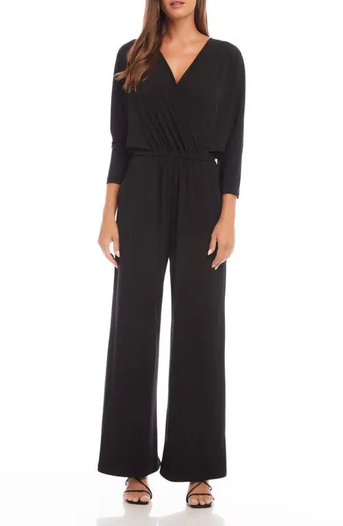 Karen Kane Travel Wide Leg Jersey Jumpsuit - Black