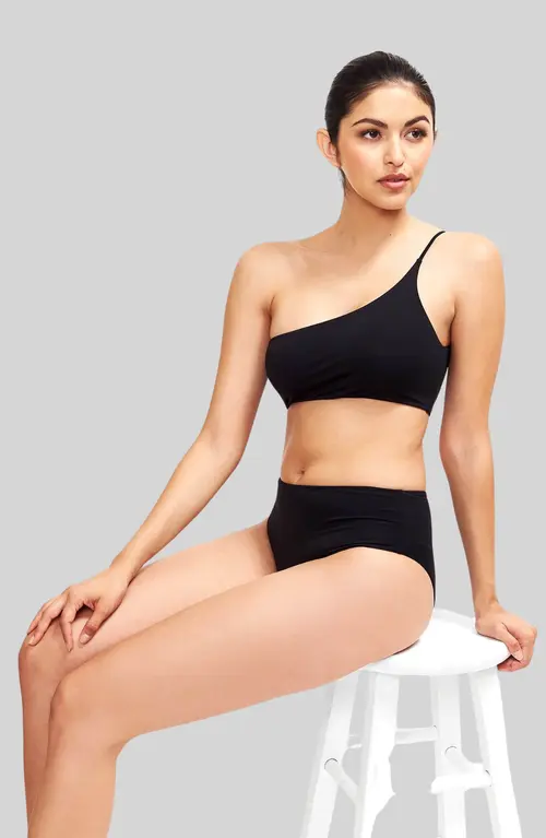 SAUIPE Serena One Shoulder Bikini Top - Black
