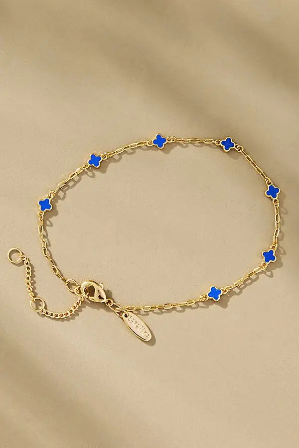 Anthropologie Clover Chain Wrap Bracelet - Blue