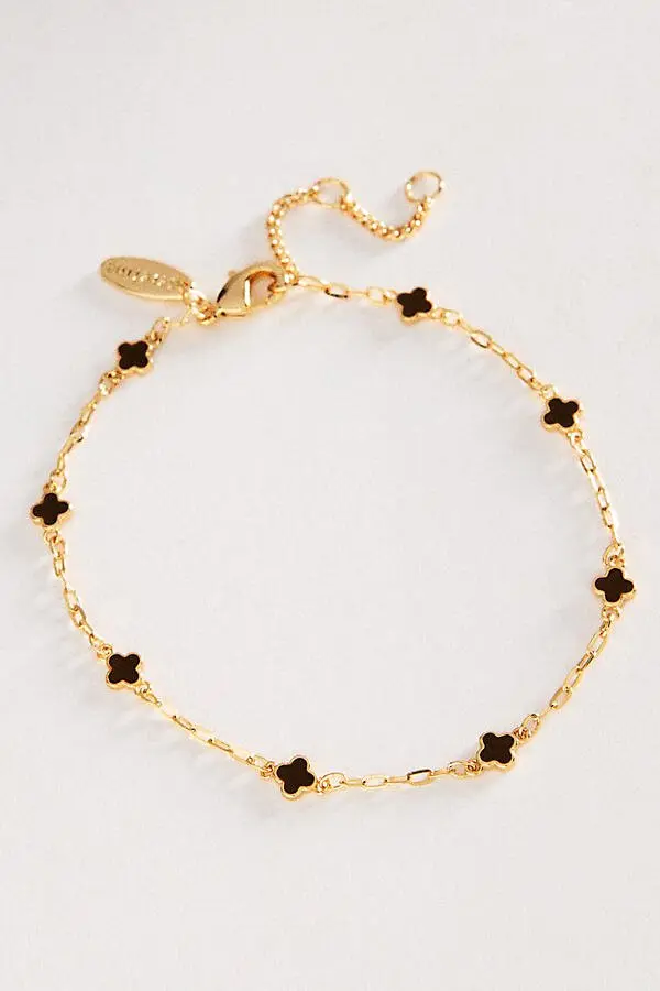 Anthropologie Clover Chain Wrap Bracelet - Chocolate