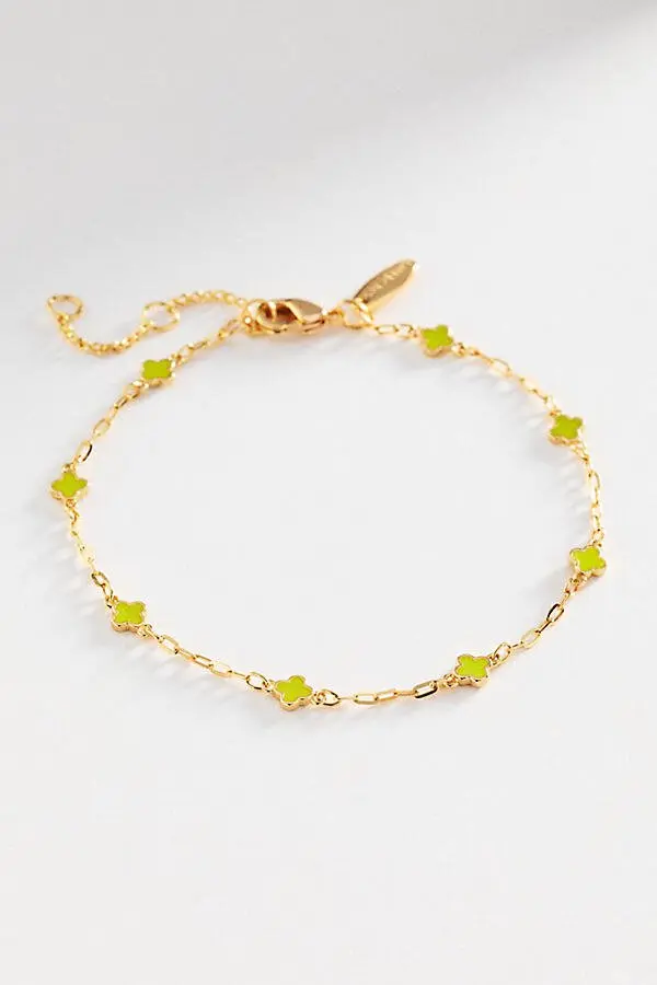 Anthropologie Clover Chain Wrap Bracelet - Citron