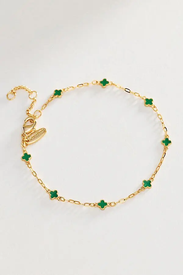 Anthropologie Clover Chain Wrap Bracelet - Grass