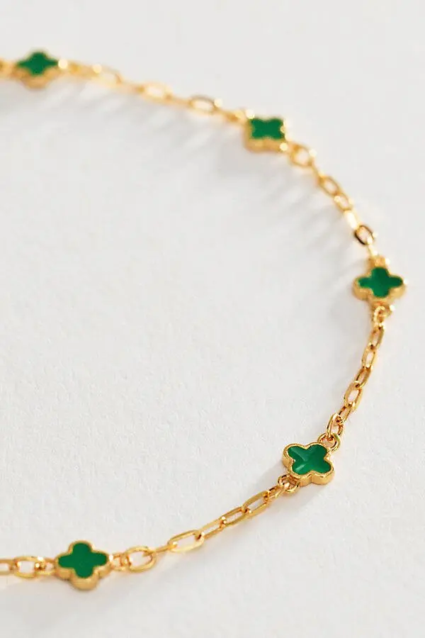 Anthropologie Clover Chain Wrap Bracelet - Grass