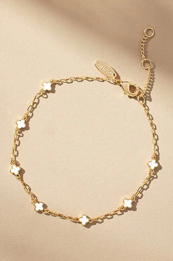 Anthropologie Clover Chain Wrap Bracelet - Ivory