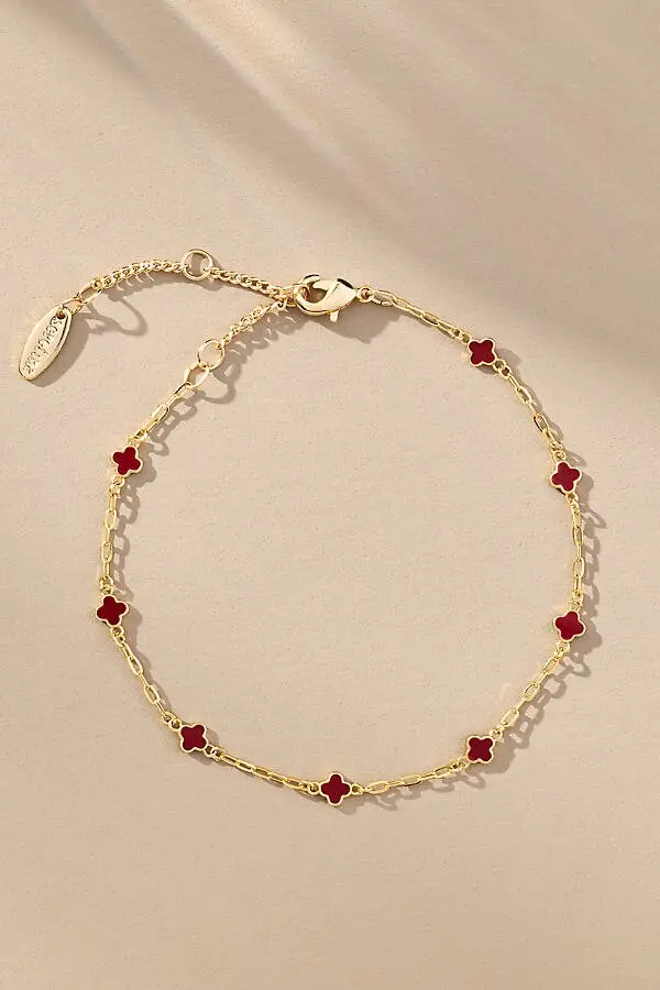 Anthropologie Clover Chain Wrap Bracelet - Red Berry