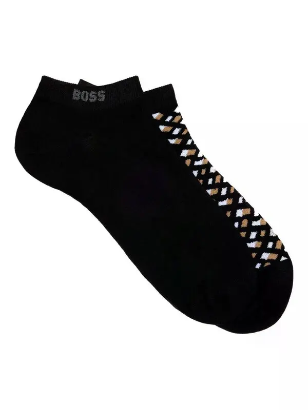 BOSS Intarsia-logo Knitted Socks Pack - Black