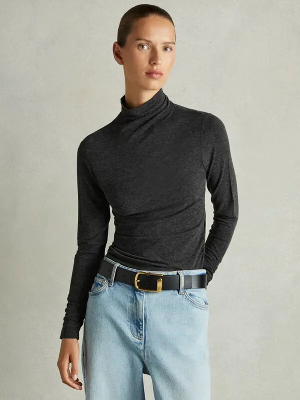REISS Louisa Ruched Jersey Top