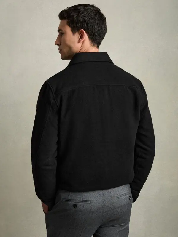 REISS Demari Twin-pocket Overshirt With Wool - Black