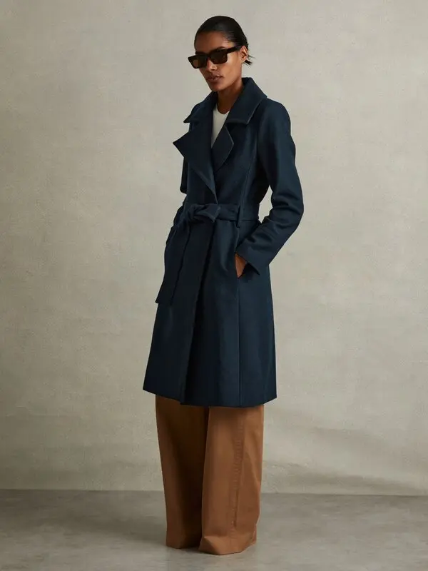 REISS Rae Petite Wool-blend Double-breasted Coat With Cashmere