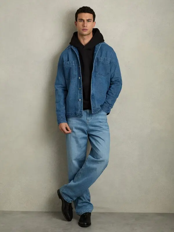 REISS Boulevard Fleece-back Cotton Hoodie