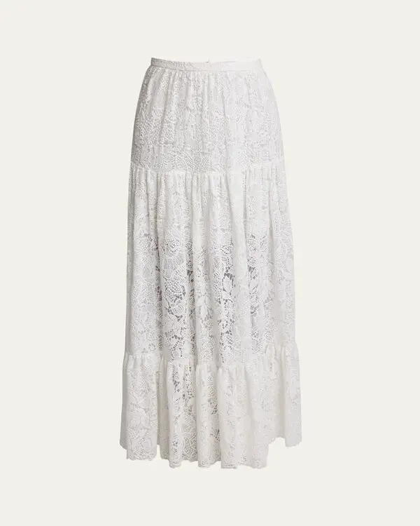 Erdem Floral Lace Tiered Skirt