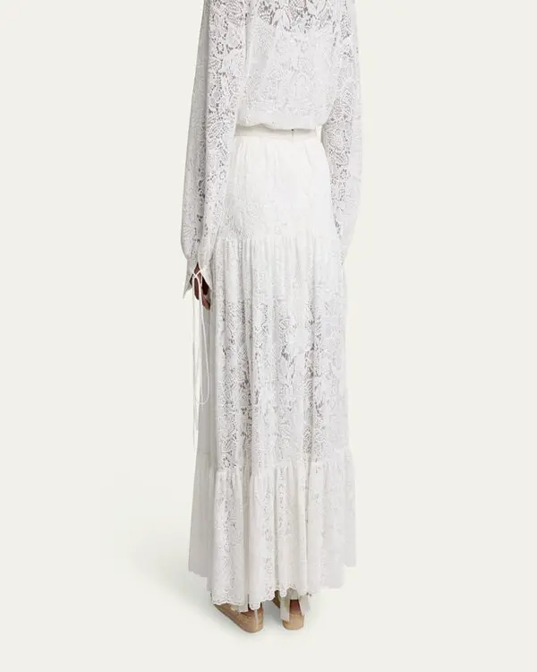 Erdem Floral Lace Tiered Skirt