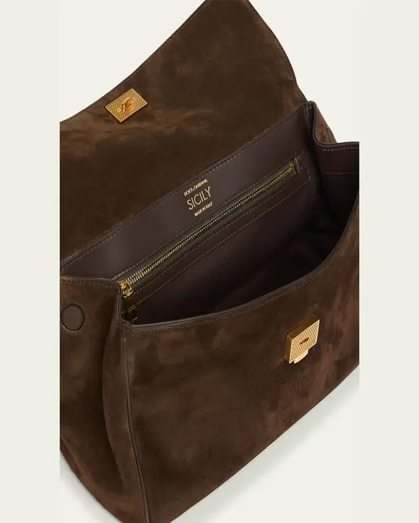 Dolce & Gabbana My Sicily Suede And Leather Top-handle Bag