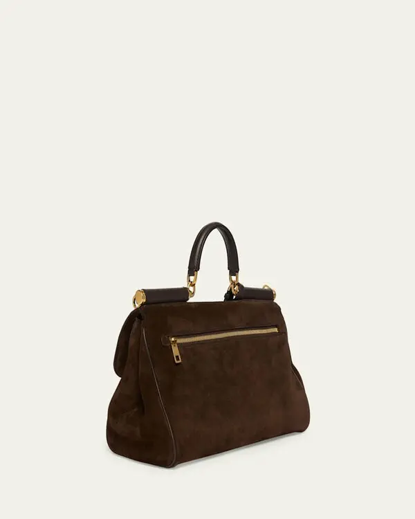 Dolce & Gabbana My Sicily Suede And Leather Top-handle Bag