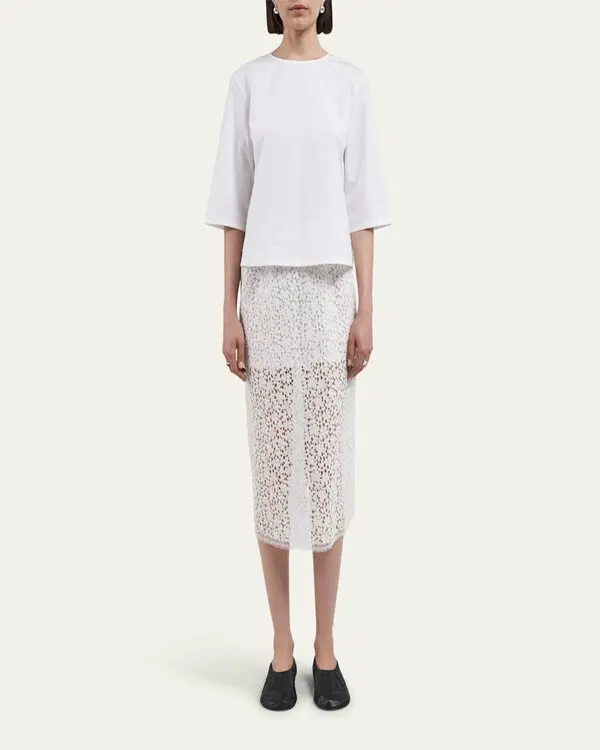 Maria Mcmanus Lace Ruched Pencil Skirt - White