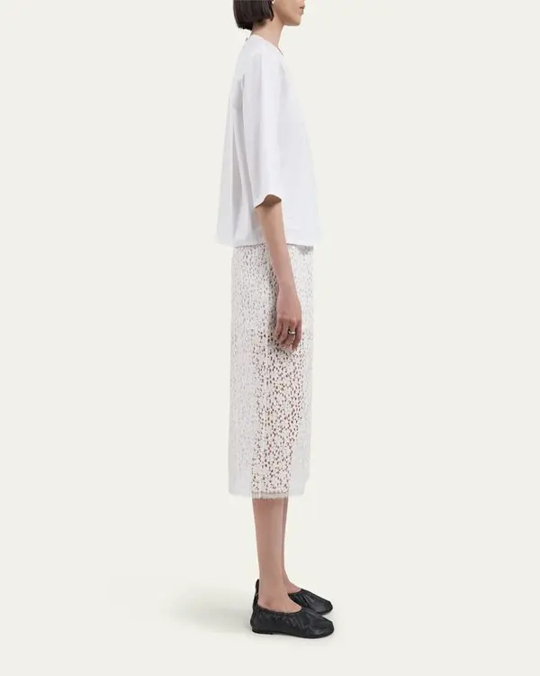 Maria Mcmanus Lace Ruched Pencil Skirt - White