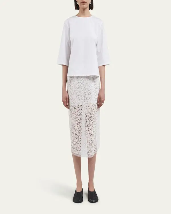 Maria Mcmanus Lace Ruched Pencil Skirt - White