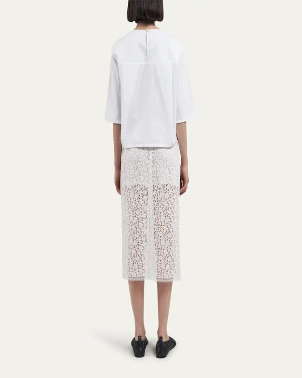 Maria Mcmanus Lace Ruched Pencil Skirt - White
