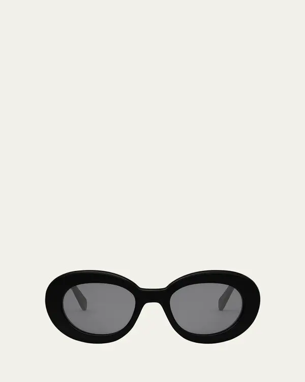 Celine Triomphe Acetate Round Sunglasses - Sblk/smk