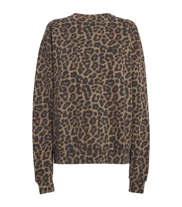 ANINE BING Leopard Print Miles Sweatshirt - Brown