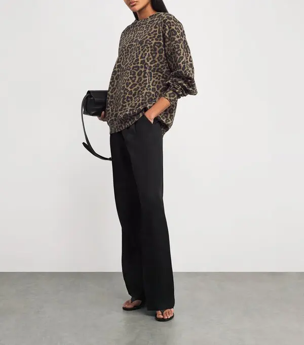 ANINE BING Leopard Print Miles Sweatshirt - Brown