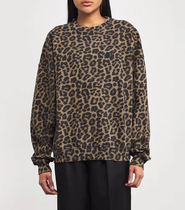 ANINE BING Leopard Print Miles Sweatshirt - Brown