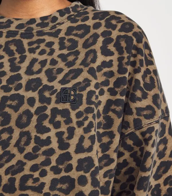 ANINE BING Leopard Print Miles Sweatshirt - Brown