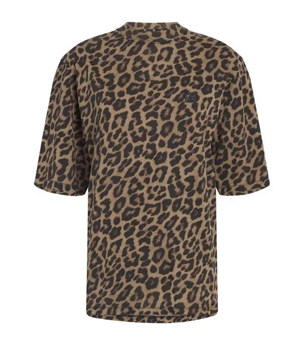 ANINE BING Avi Leopard Print T-shirt - Brown