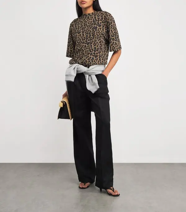 ANINE BING Avi Leopard Print T-shirt - Brown