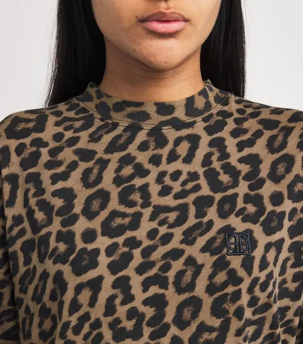 ANINE BING Avi Leopard Print T-shirt - Brown