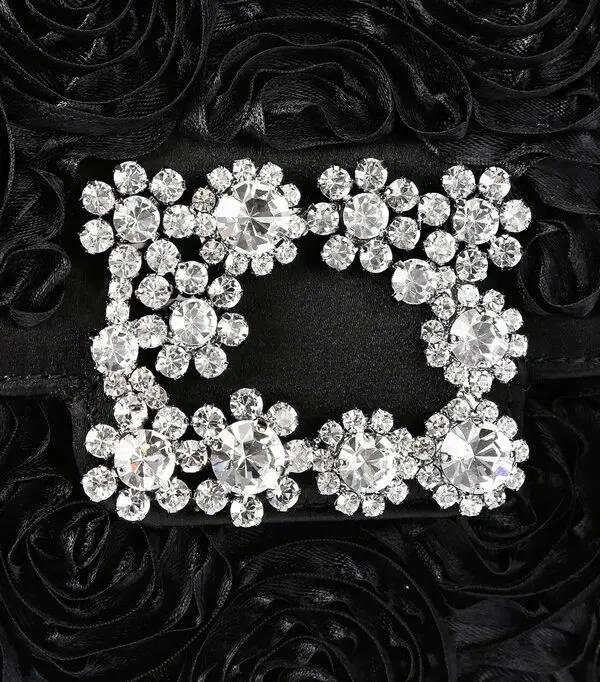 ROGER VIVIER Satin Efflorescence Clutch - Black