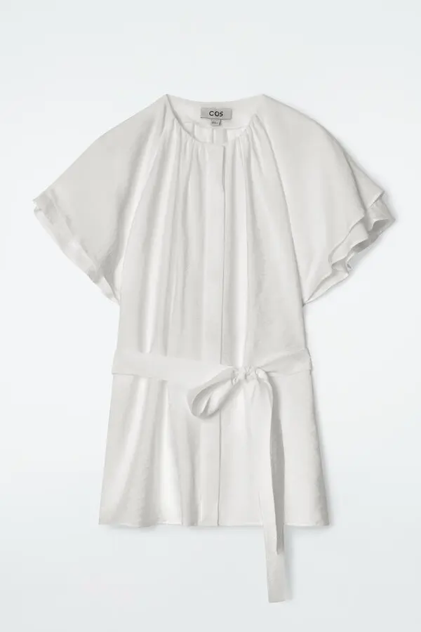 Cos Layered Belted Blouse - Beige
